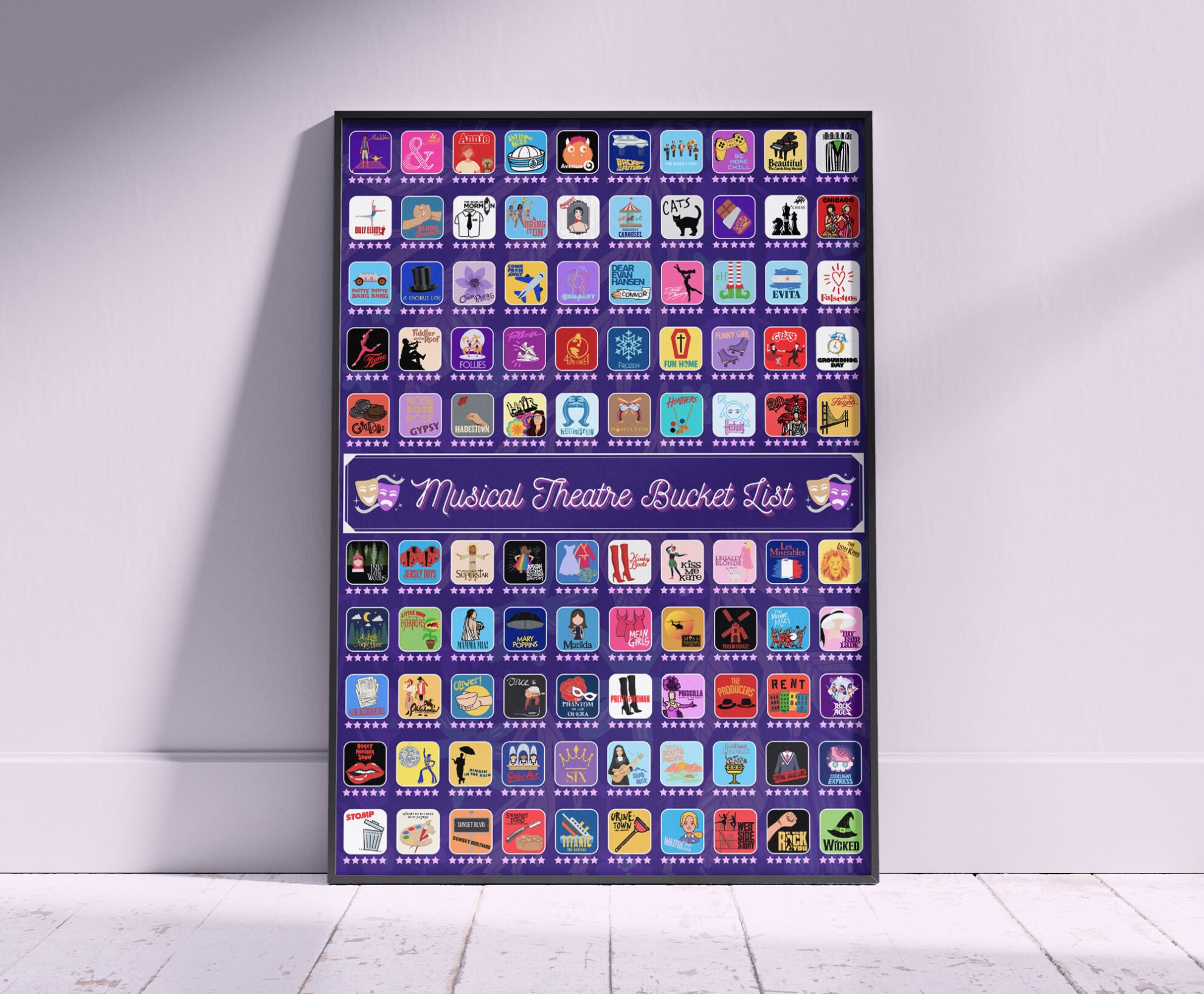 100 Musical Theatre Shows Scratch Off Poster - Gift For Musical Theatre ...