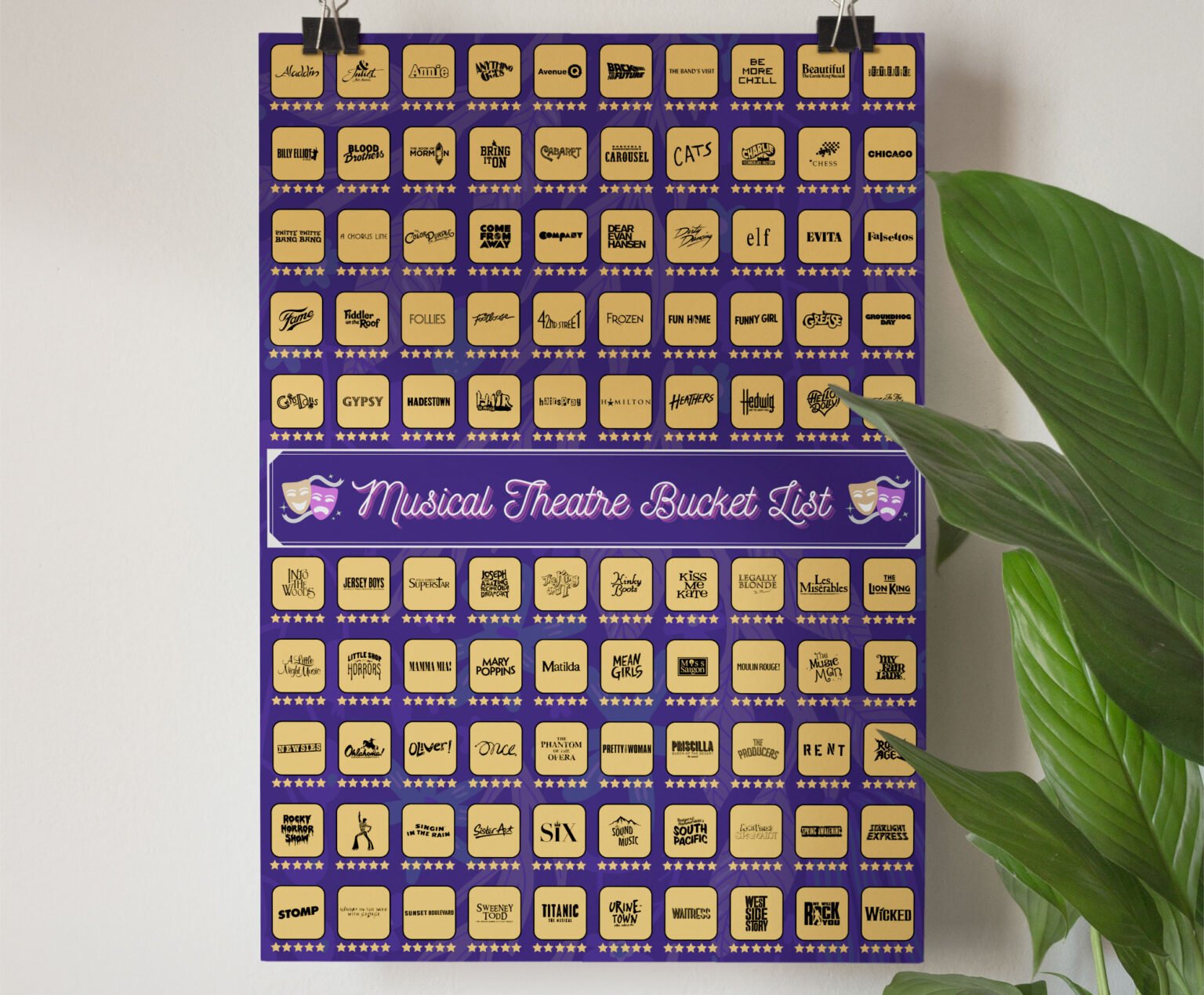 100 Musical Theatre Shows Scratch Off Poster - Gift For Musical Theatre ...