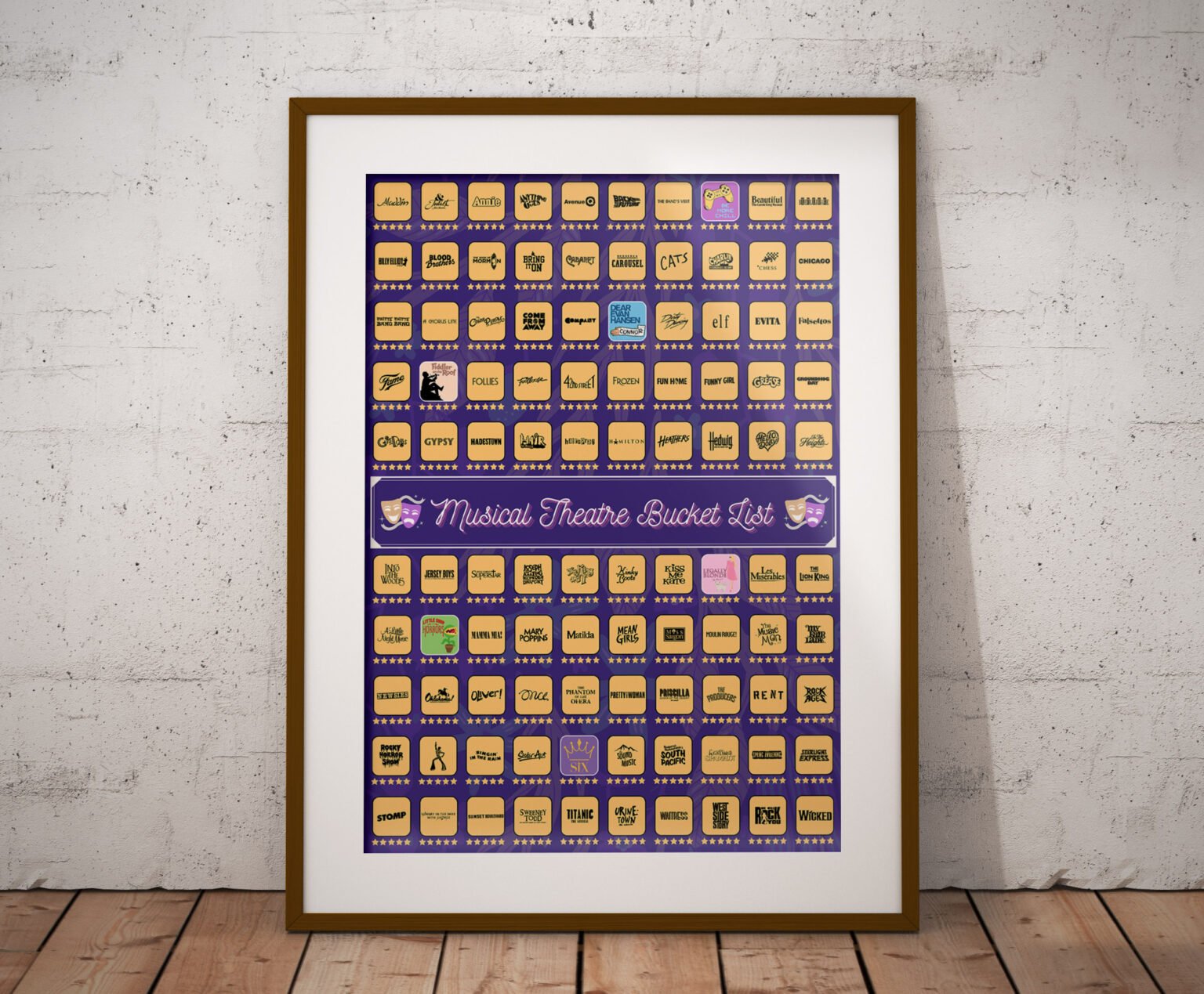 100 Musical Theatre Shows Scratch Off Poster - Gift For Musical Theatre ...