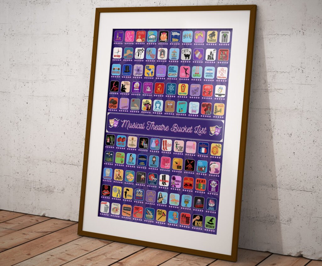 100 Musical Theatre Shows Scratch Off Poster - Gift For Musical Theatre ...