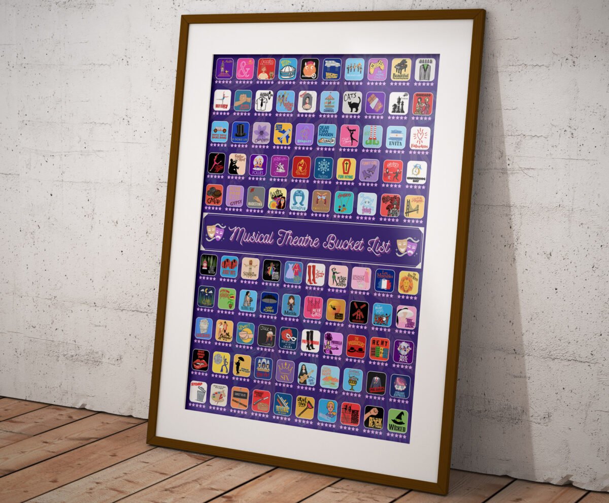 100 Musical Theatre Shows Scratch Off Poster - Gift For Musical Theatre ...