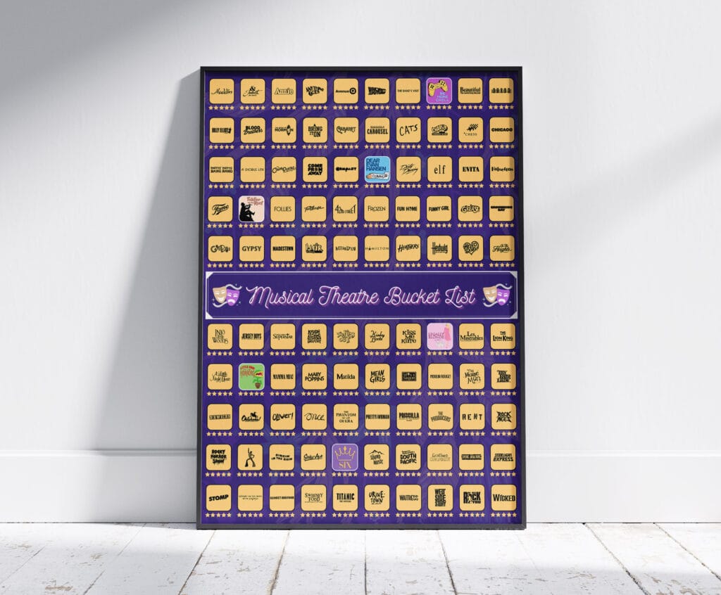 100 Musical Theatre Shows Scratch Off Poster - Gift For Musical Theatre ...