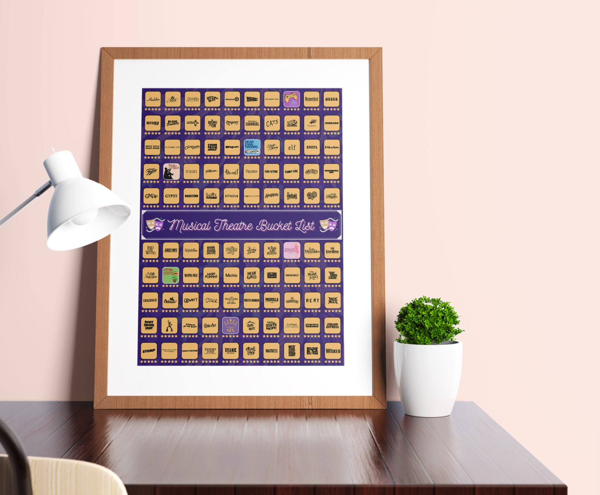 100 Musical Theatre Shows Scratch Off Poster - Gift For Musical Theatre ...